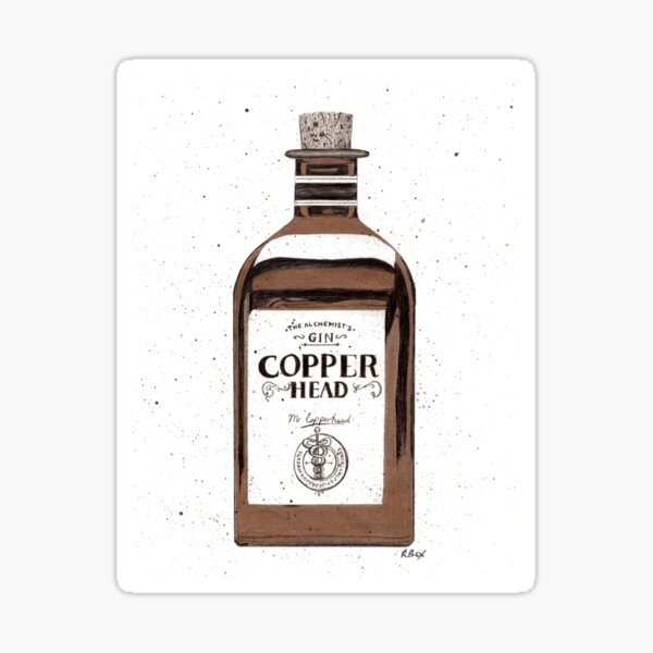 "Copperhead Gin Painting, Gin Print, Gin Art, Wall Art" Sticker by rbex ...