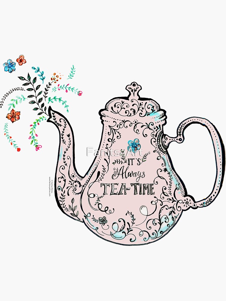 "Tea Time." Sticker for Sale by FanitsaArt | Redbubble