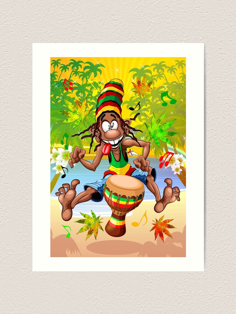 "Rasta Bongo Musician funny cool character" Art Print for Sale by ...