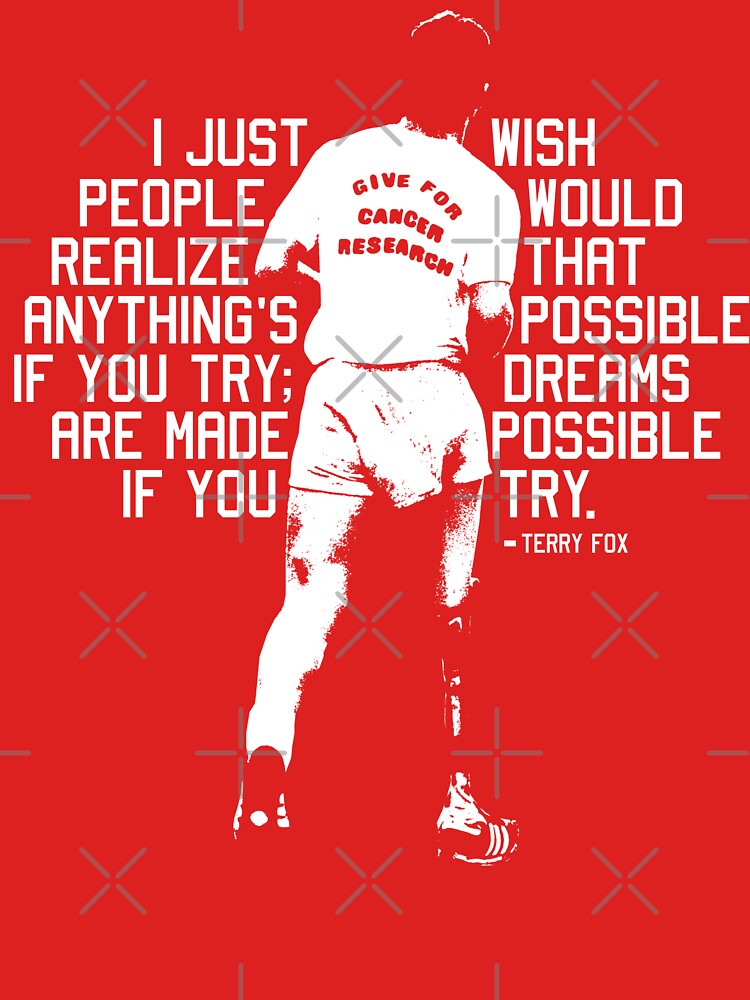 "Terry Fox - Quote" Essential T-Shirt for Sale by fontastic | Redbubble