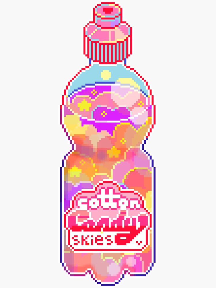 "cotton candy pixel drink " Sticker for Sale by pixelins | Redbubble