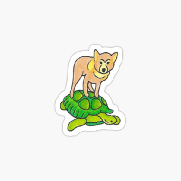 "Dog Riding Turtle" Sticker by maddyjaksha | Redbubble