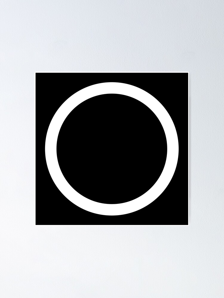 Póster «Círculo perfecto vacío | Blanco sobre fondo negro - Minimalismo ...