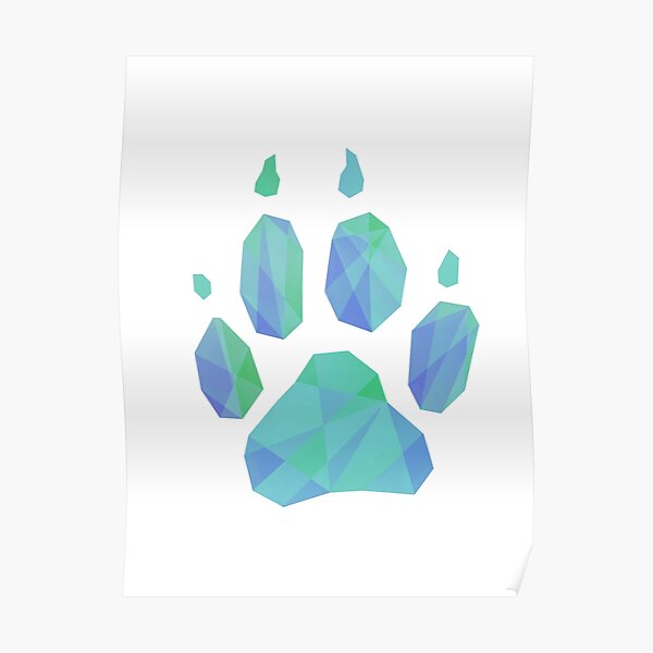"Geometric Paw Print, Ocean" Poster by Zyeri | Redbubble