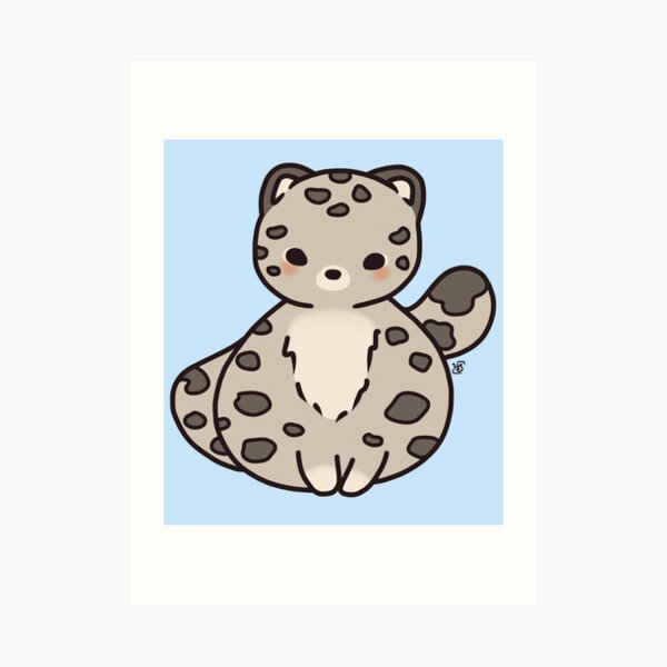 "Kawaii Snow Leopard" Art Print by heysoleilart | Redbubble
