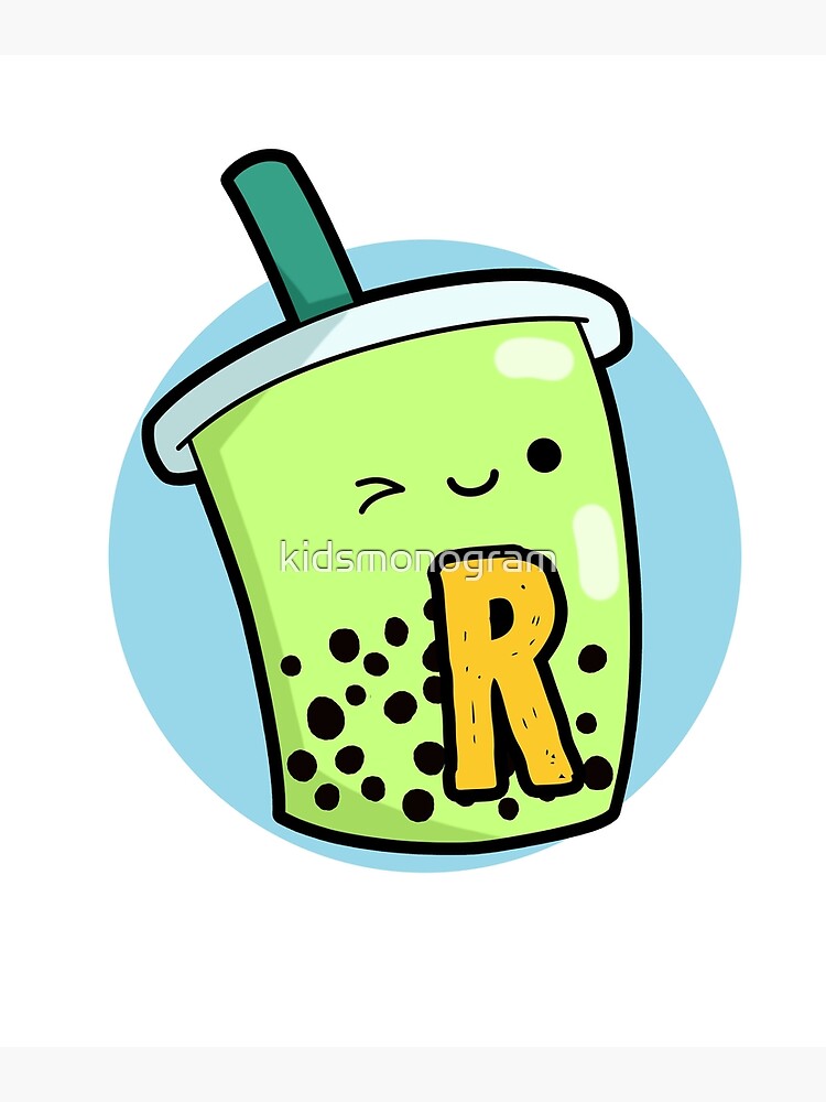 "Alphabet Letter R Cute Boba Tea " Metal Print by kidsmonogram | Redbubble