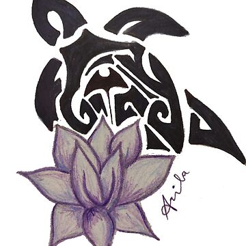 "Turtle lotus flower" Sticker for Sale by Gabyavila99 | Redbubble