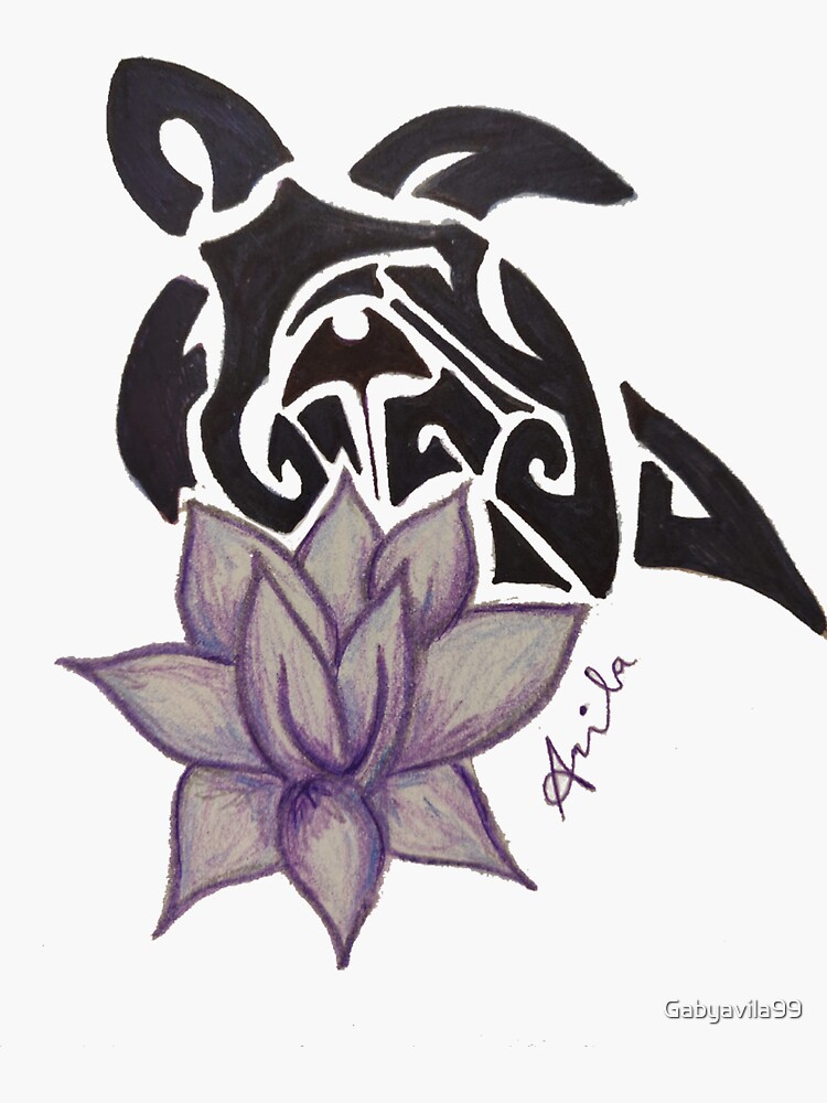 "Turtle lotus flower" Sticker for Sale by Gabyavila99 | Redbubble