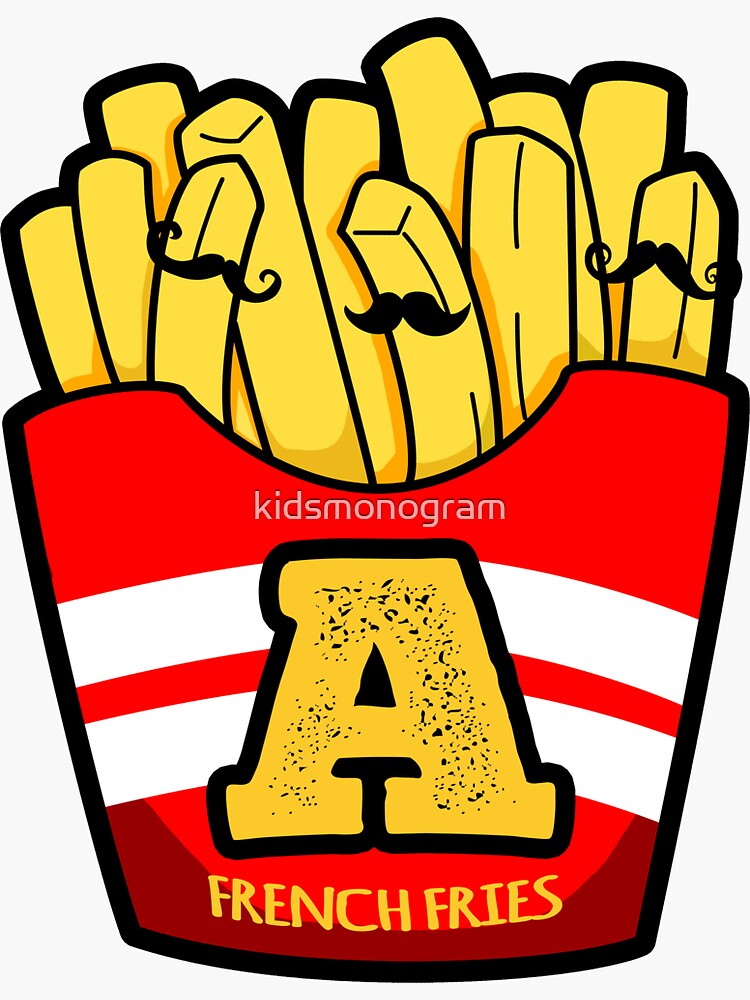 "Alphabet Letter A Cute French Fries " Sticker by kidsmonogram | Redbubble