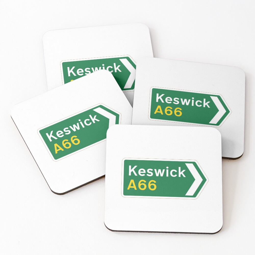 "Keswick A66 Road Sign UK Cumbria" Coasters (Set of 4) for Sale by ...