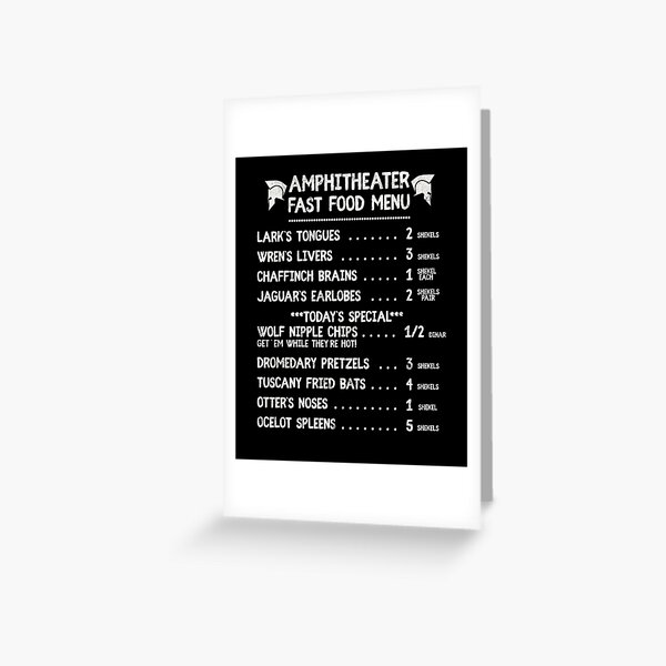 "Funny Amphitheater Fast Food, Wolf Nipple Chips" Greeting Card for ...