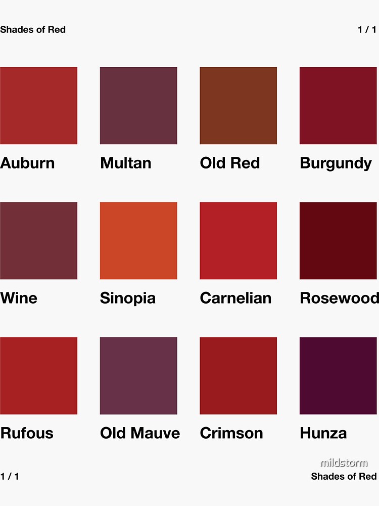 "Shades of red" Sticker for Sale by mildstorm | Redbubble