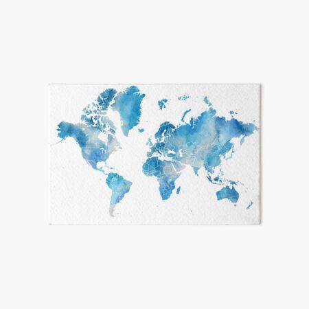 Lámina rígida «Mapa mundial de acuarela gris y azul con países ...