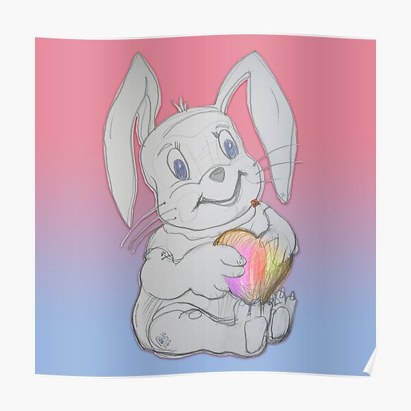"Mushy Eyes Rabbit (Original Art Drawing by ACCI)" Poster by ...