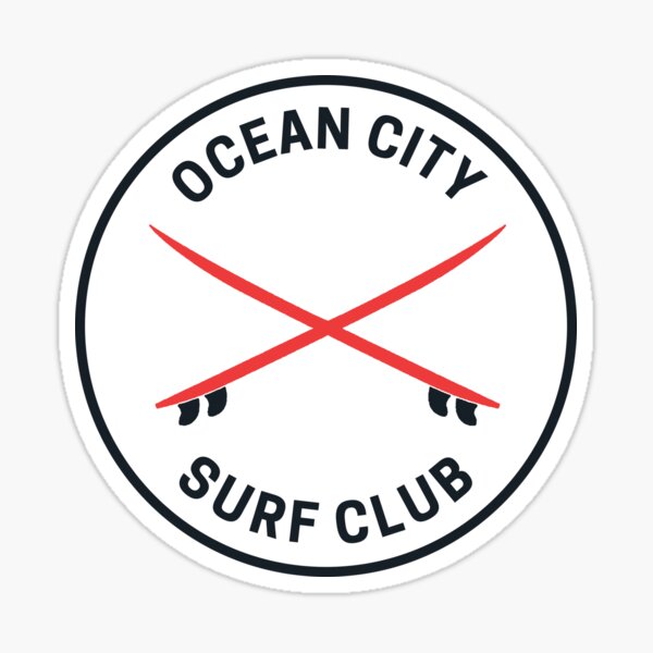 "Vintage Ocean City Surf Club" Sticker for Sale by fearcity | Redbubble