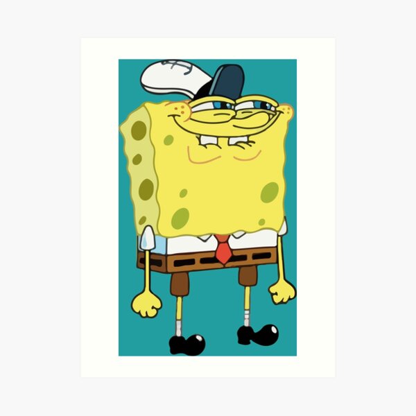 "Spongebob Smiling Meme" Art Print for Sale by one-lonely-boy | Redbubble