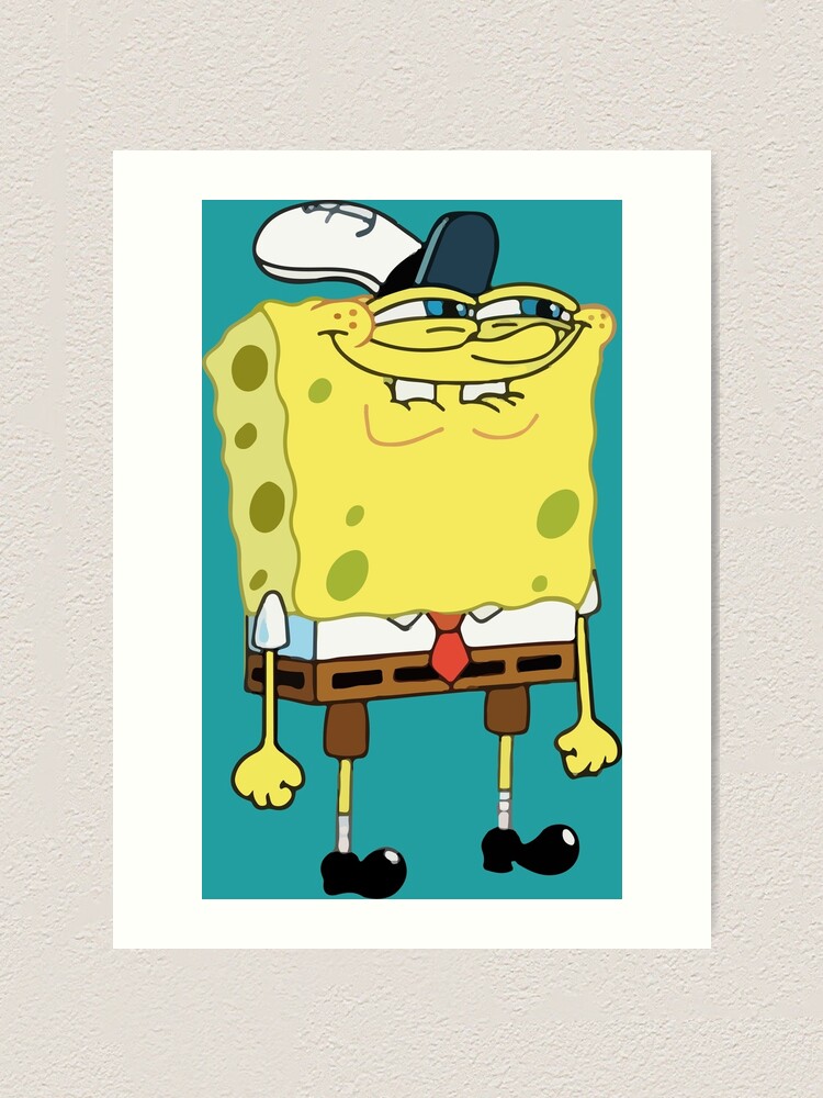"Spongebob Smiling Meme" Art Print for Sale by one-lonely-boy | Redbubble