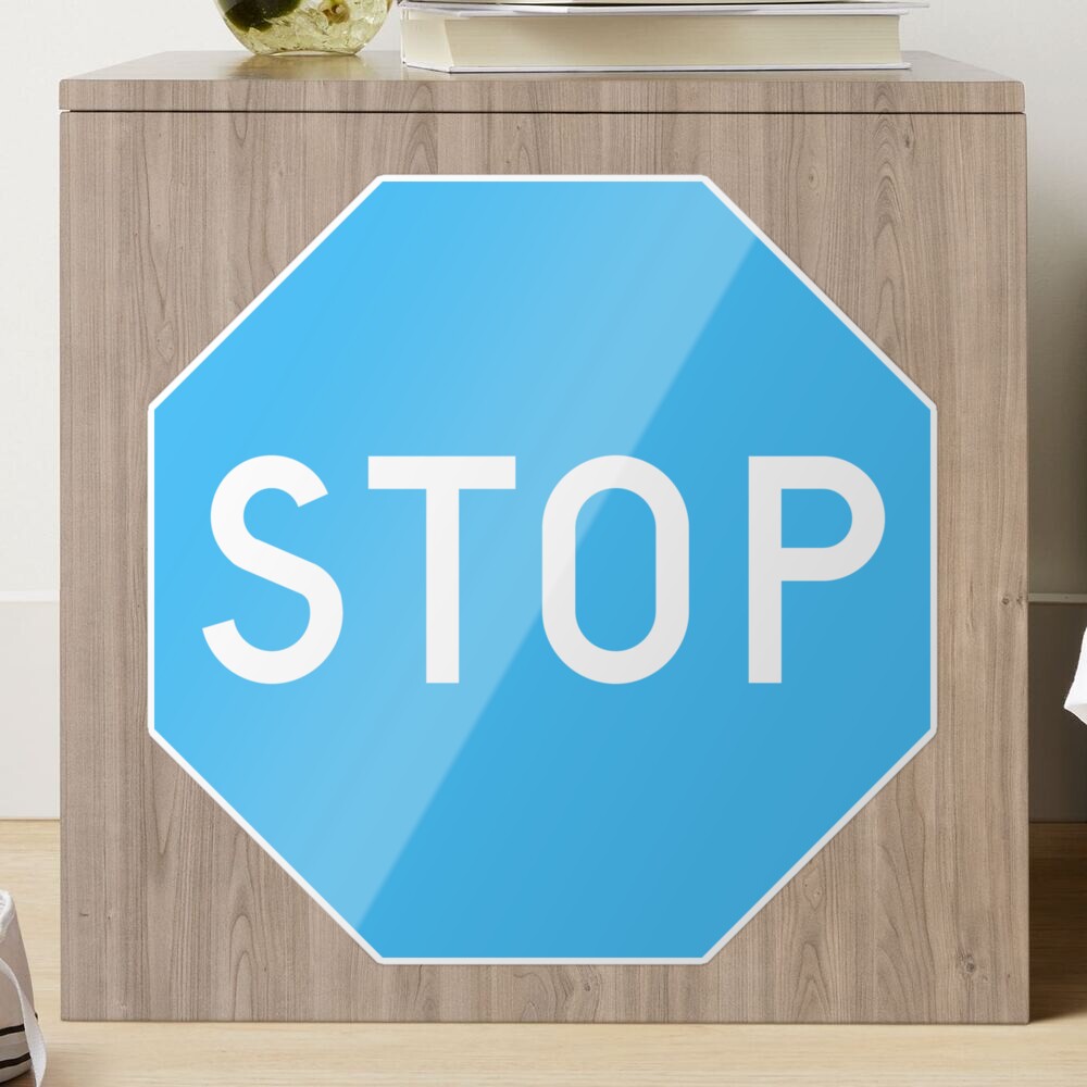 Blaues Stoppschild Logo ULTECHNOVO Zeichen Straße Straßenschild