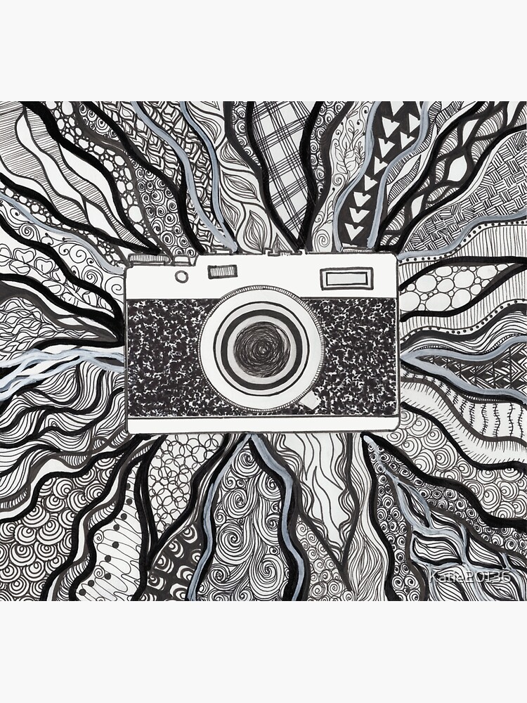 "Vintage Camera Zentangle Design" Sticker for Sale by Katie20136 ...