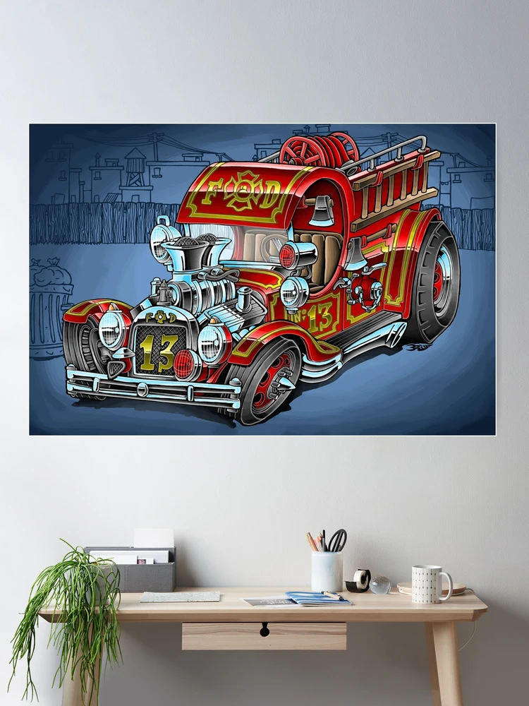 Hot Rod Truck Art "Hot Rod Fire Truck" Poster For Sale By Brittmadding