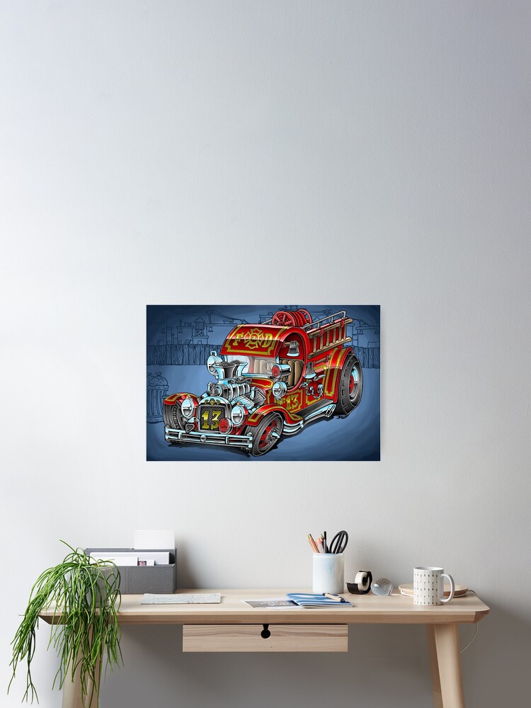 "Hot Rod Fire Truck" Poster for Sale by brittmadding | Redbubble