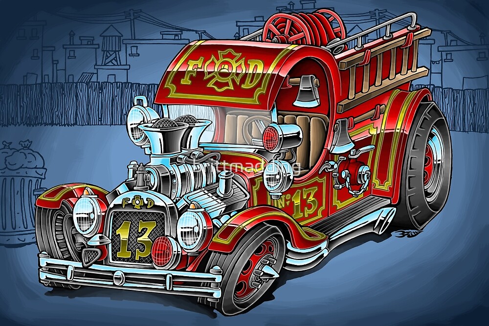 "Hot Rod Fire Truck" by brittmadding | Redbubble