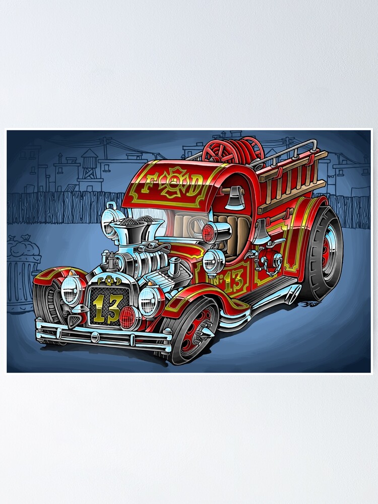 "Hot Rod Fire Truck" Poster for Sale by brittmadding | Redbubble