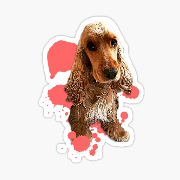 "Cocker Spaniel Fun Splash Puppy Dog" Sticker by Elarex | Redbubble