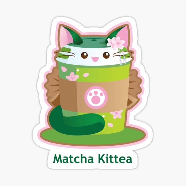 "Cute Matcha Cat Tea" Sticker by kimchikawaii | Redbubble