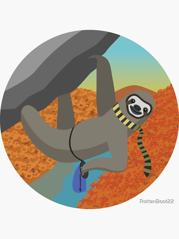 "Rock Climbing Sloth | Fall New River Gorge" Sticker for Sale by ...