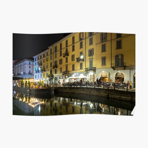 "Milan Navigli Nightlife - Naviglio Grande Cool Illuminations" Poster ...