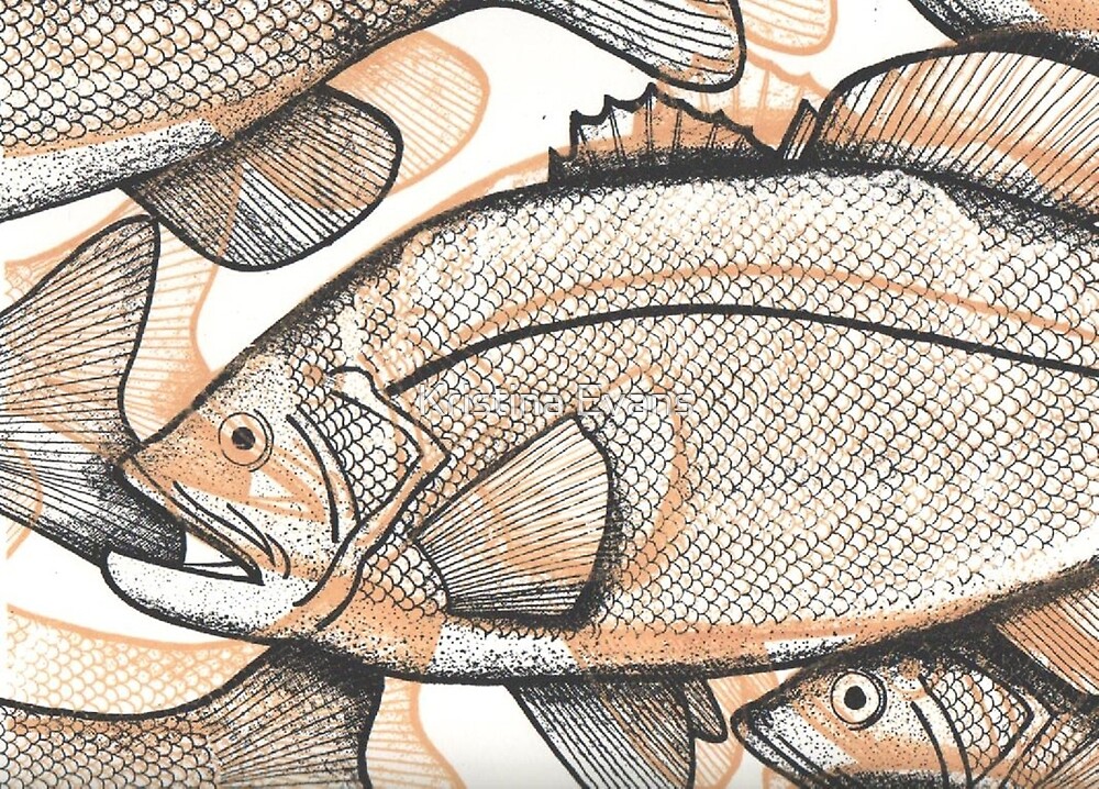 "Fish, Screen printed fish design, Fisherman's Finery." by Kristina ...
