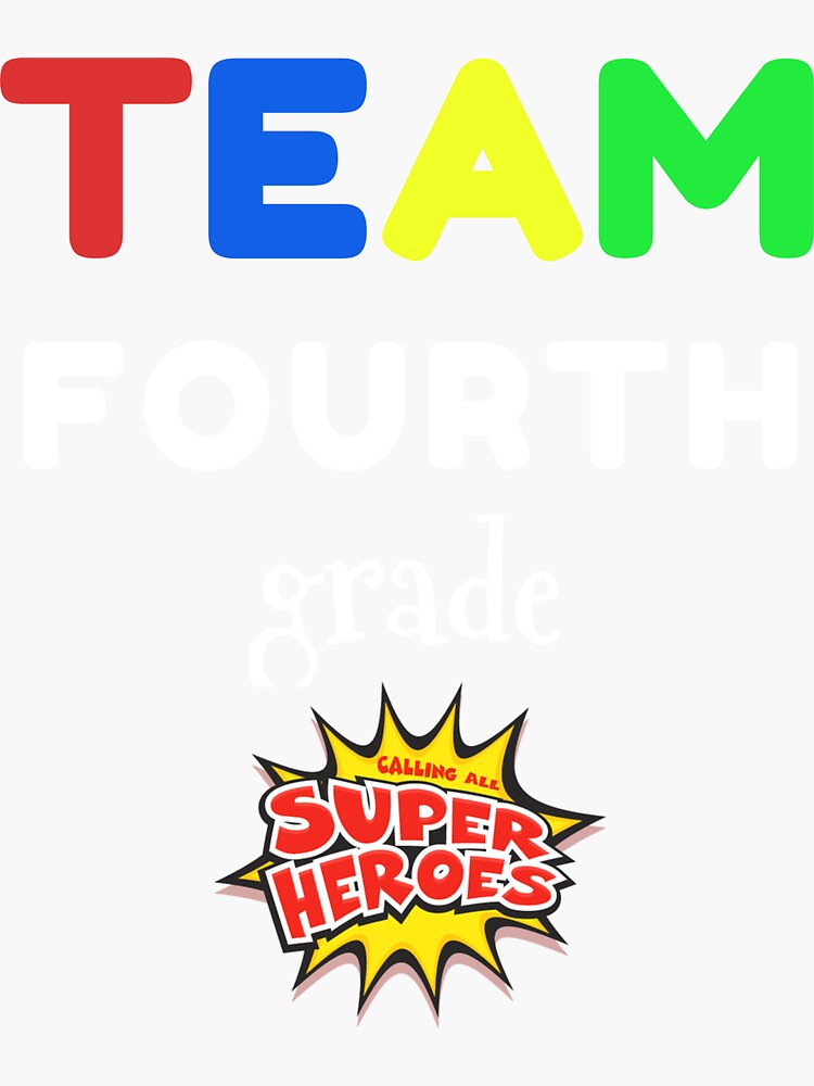 "Funny Back To School Team Fourth Grade Superhero Pop Art" Sticker for ...
