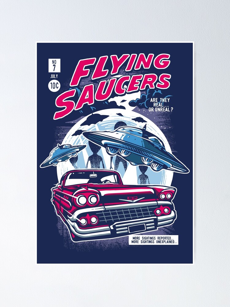 "Flying Saucers Retro Comic Book Cover" Poster by chrismick42 | Redbubble