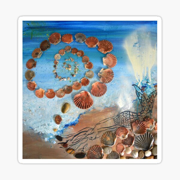 "Spiral of Life with Shells" Sticker for Sale by SaltySurfgirl | Redbubble