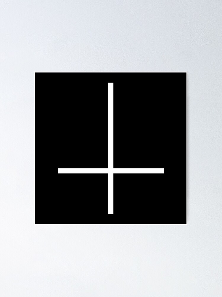 Póster «Cruz cristiana volteada | Blanco sobre fondo negro ...