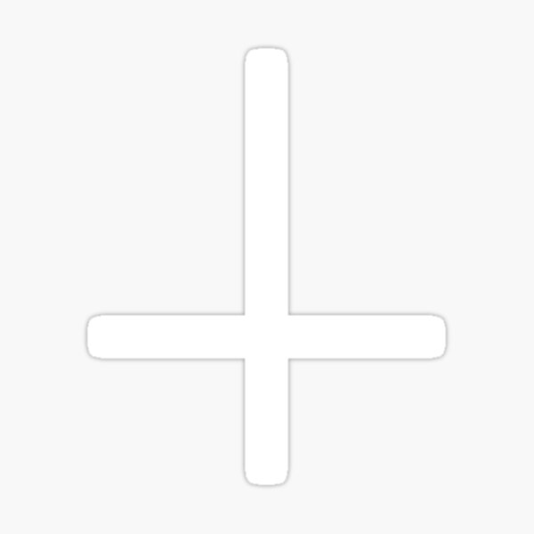 Pegatina «Cruz cristiana volteada | Blanco sobre fondo negro ...