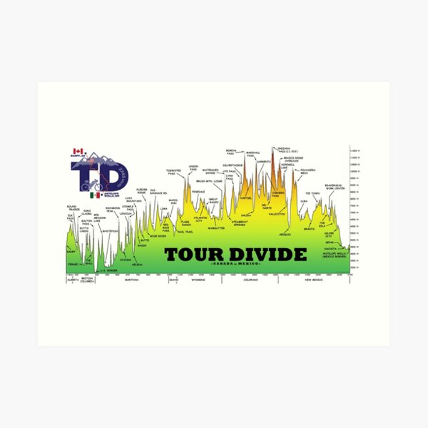 "Tour Divide Elevation Profile, TD Logo" Art Print by schillingsworth ...