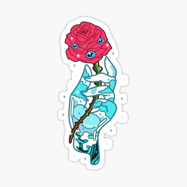 "Aesthetic Hand Holding A Rose" Sticker for Sale by AhegaoCulture ...