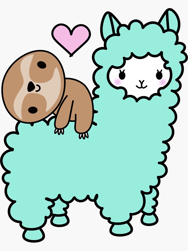 "Cute Sloth and Llama Best Friends Kawaii Sloth and Alpaca Gifts ...