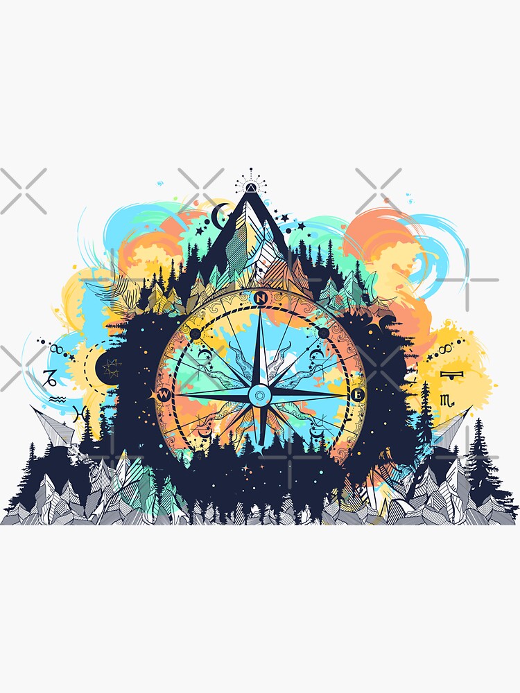 "Mountain Compass - Rock Climbing Travel Camping" Sticker by PrintPress ...