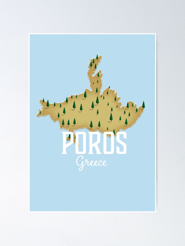 "poros Greek island map" Poster by vectorwebstore | Redbubble