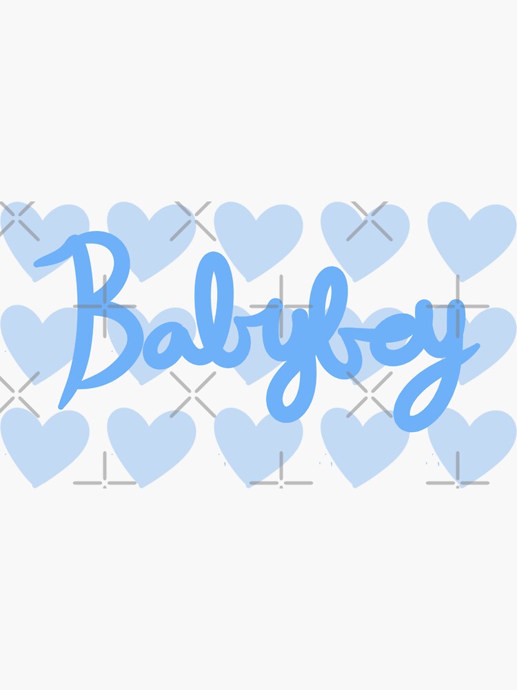 "Babyboy blue (cursive with hearts)" Sticker for Sale by Cloud-Boy ...