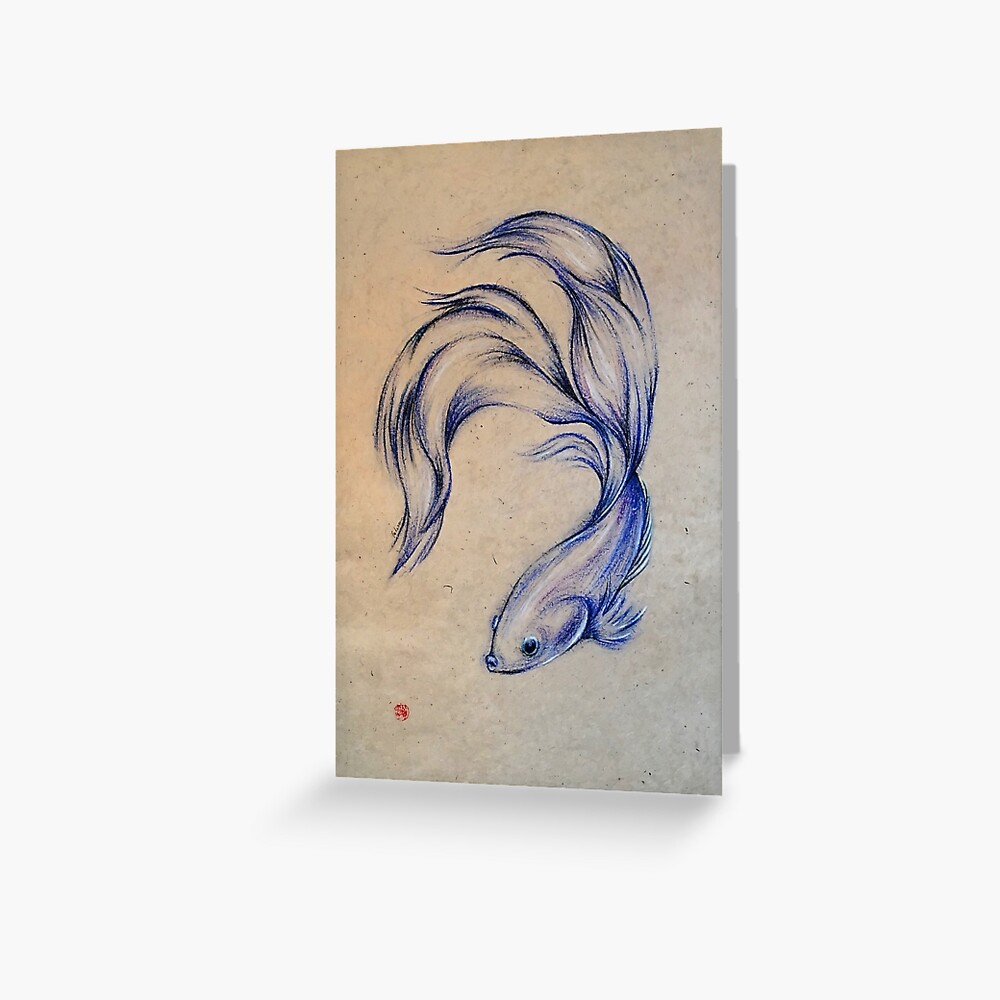 "Blue Angel - Siamese Fighting Fish Oil pastel on Paper Drawing ...