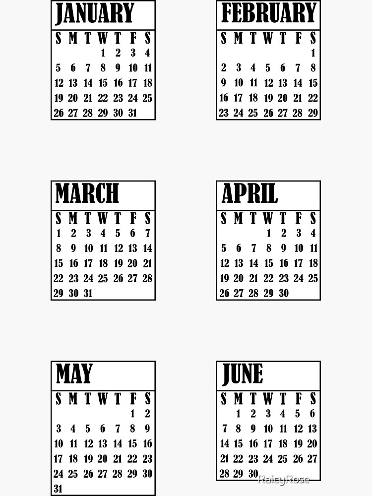 "Bullet Journal Calendar January-June 2020 Sticker" Sticker for Sale by ...