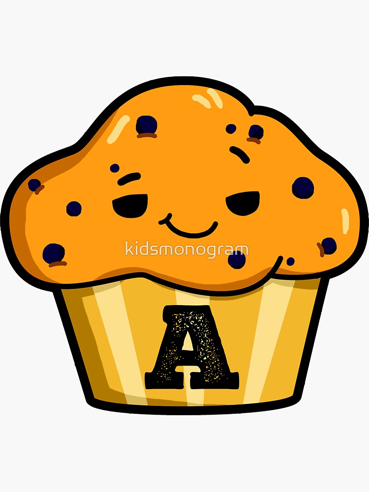 "Alphabet Letter A Cute Muffin " Sticker by kidsmonogram | Redbubble