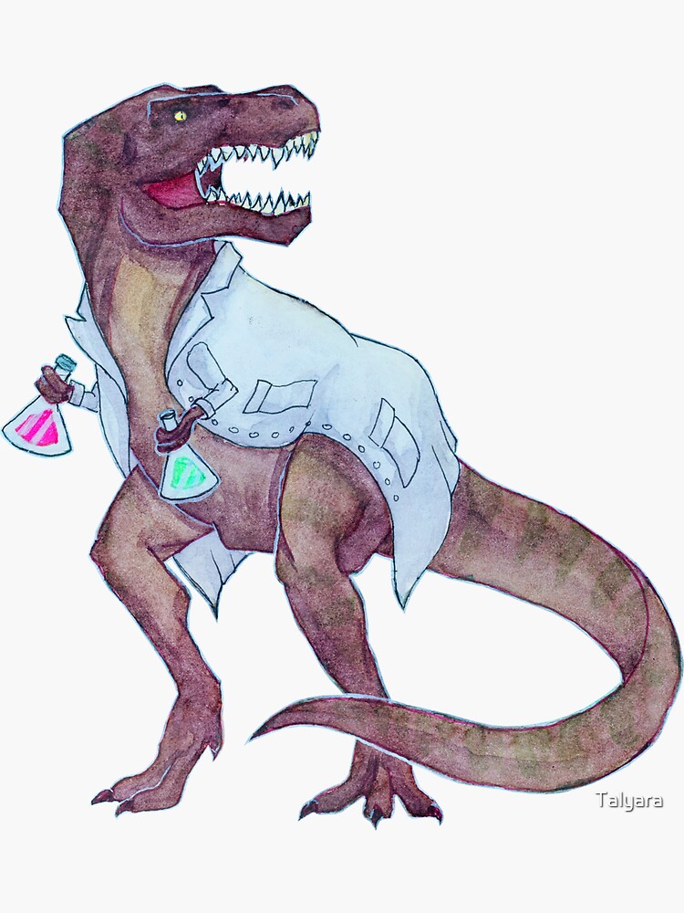 "Dinosaur in a Lab Coat" Sticker for Sale by Talyara | Redbubble