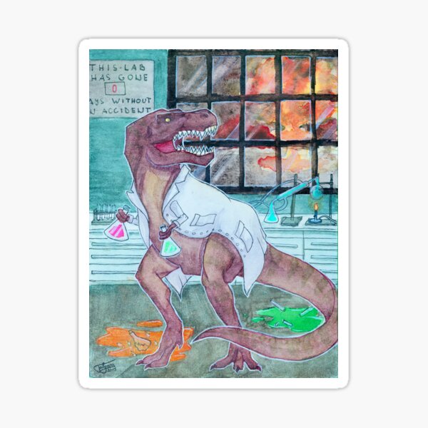 "Dinosaur in a Lab Coat in a Lab" Sticker for Sale by Talyara | Redbubble