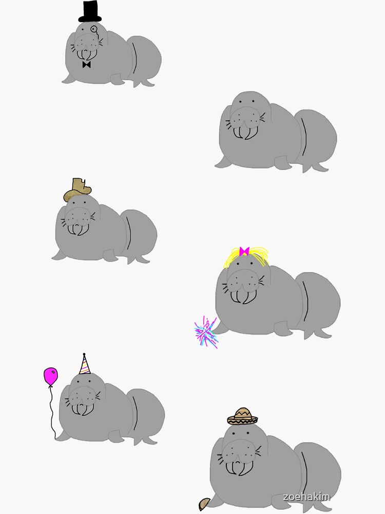 "Walrus Sticker Pack" Sticker for Sale by zoehakim | Redbubble