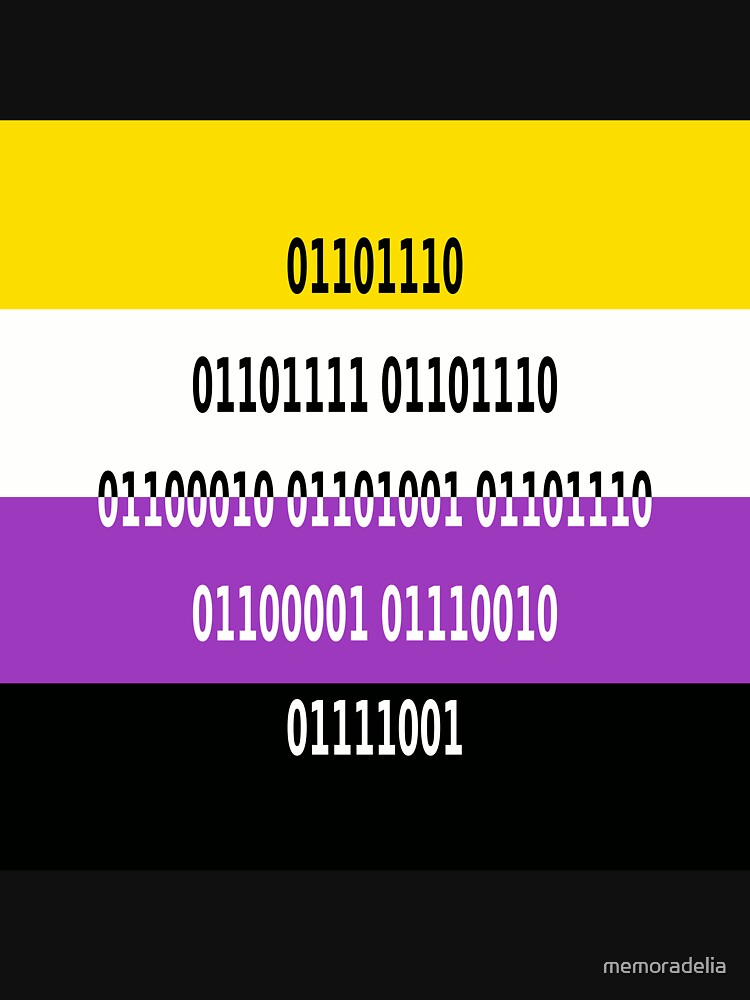 "'NONBINARY' in Binary Code on Non-Binary Flag" T-shirt by memoradelia ...